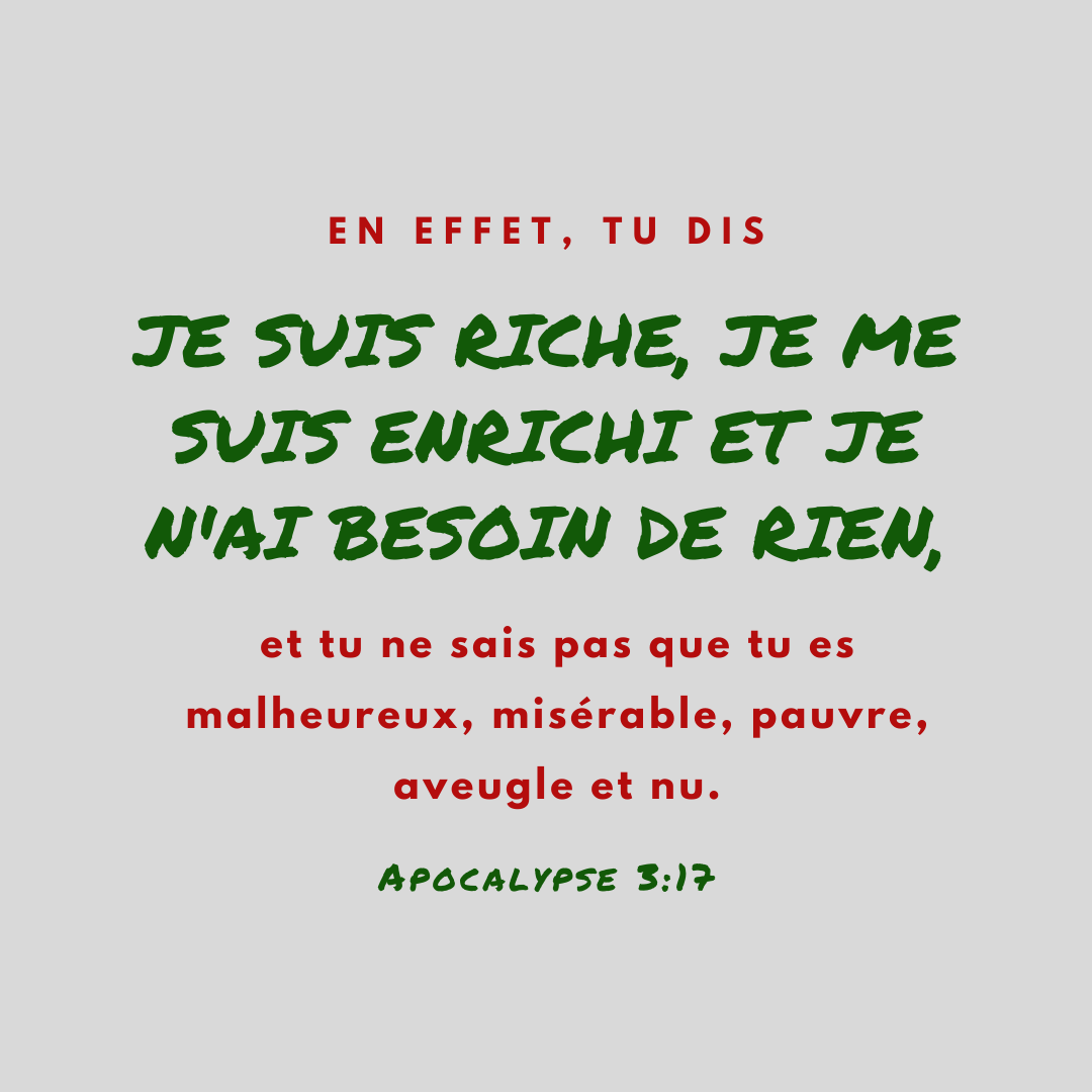 Tu dis je suis riche | 1001 versets